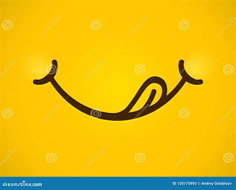 Yummy Smile Cartoon Emoticon Lick Mouth Lips With Tongue Vector