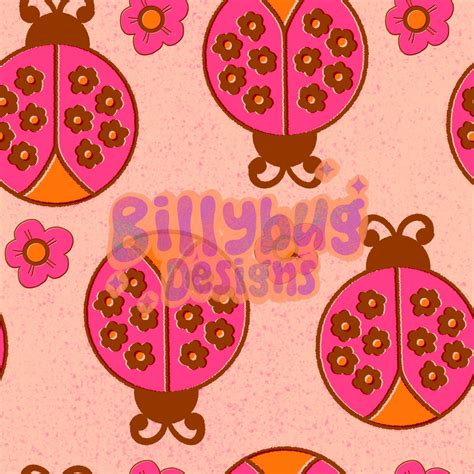 Ladybug Seamless Pattern Retro Repeating File For Fabric Sublimation