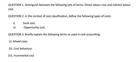 Solved QUESTION Distinguish Between The Following Sets Of Chegg Com