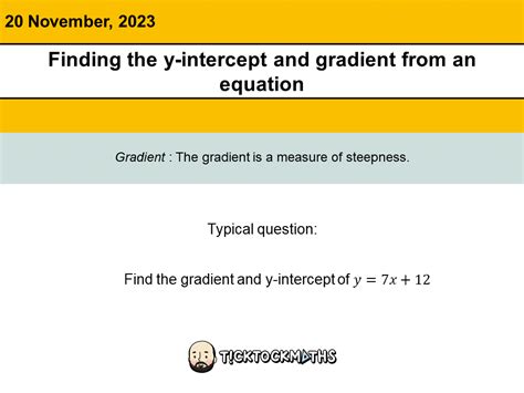 Gradient And Y Intercept From An Equation Teaching Resources