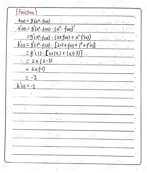 Solved Given The Table Of Values Below Find H1 If Hxgx2· Fx