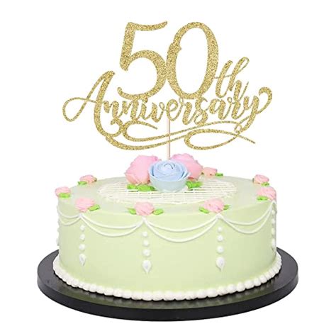 Lveud Gold Glitter 50th Anniversary Cake Topper 50th Birthday Cake