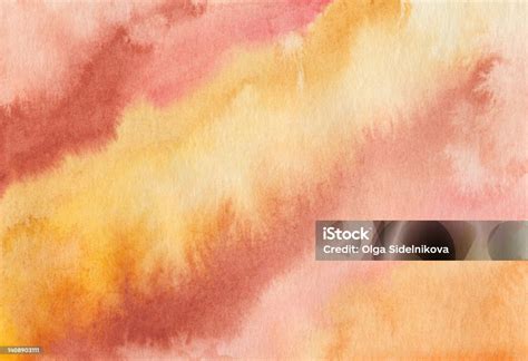 주황색 노란색 갈색 줄무늬가있는 추상적 인 배경을 그린 손의 수채화 그림 숲속의 자연 가을 꽃 풍경 사막의 모래 초대장 인테리어 배너 포스터 수채화 물감에 대한 스톡 벡터