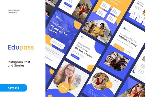 Образование Instagram Пост и рассказы Keynote Шаблоны презентаций Включая образование и после