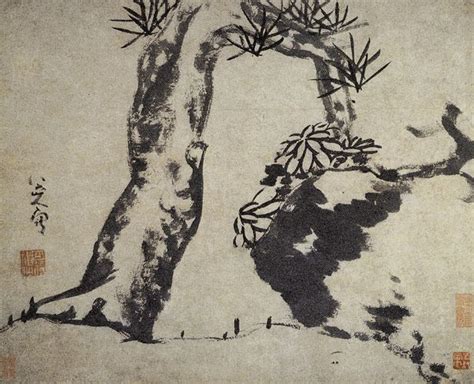 松菊图 清 朱耷 Zen painting Chinese painting Ink painting