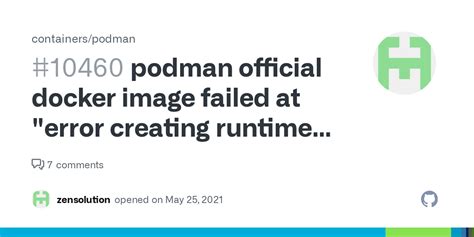 Podman Official Docker Image Failed At Error Creating Runtime Static