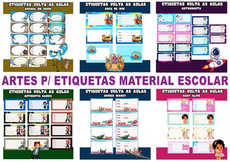 Pack Artes Etiquetas Escolares De 2000 Modelos Elo7