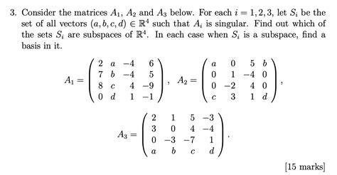 Solved A LINEAR ALGEBRA QUESTION All Your Answers Should Chegg