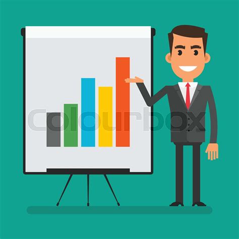 Businessman Shows Flip Chart With Positive Chart Stock Vector Colourbox