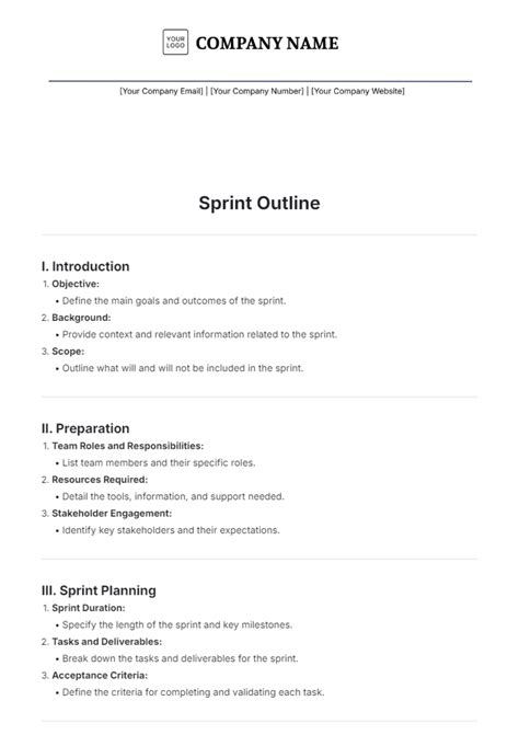 Free Sprint Outline Template To Edit Online