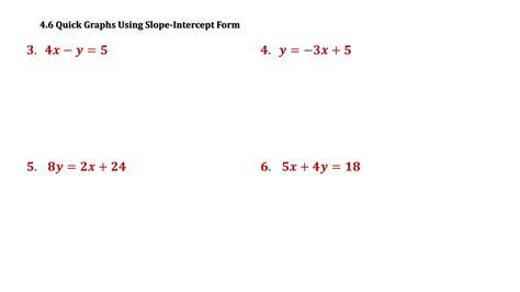 4 6 Quick Graphs Using Slope Intercept Form Ppt