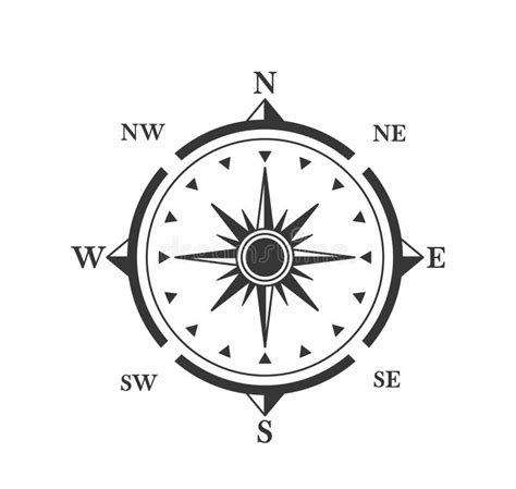 Compass Rose Featuring Cardinal Directions And Sub Directions In A