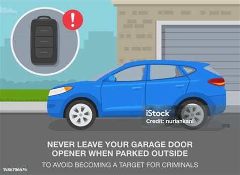 자동차 도난 안전 수칙 범죄자의 표적이 되지 않도록 외부에 주차할 때 차고 문 개폐기를 떠나지 마십시오 리모콘 클로즈업 강도에 대한 스톡 벡터 아트 및 기타 이미지 Istock