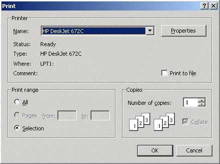 The Print Dialog Box