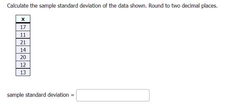 Solved Calculate The Sample Standard Deviation Of The Data Chegg