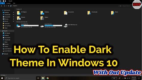 How To Enable Dark Theme Dark Mode In Windows 10 Youtube