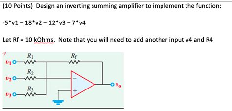 Solved Points Design An Inverting Summing Amplifier To Chegg Com