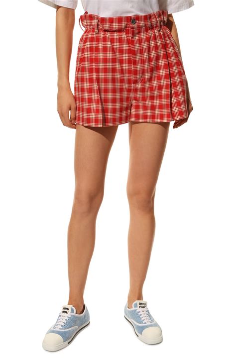 Женские красные хлопковые шорты Miu Miu купить в интернет магазине ЦУМ арт Mp1536 6j1 F0976