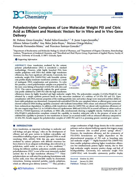 Pdf Polyelectrolyte Based Nanoparticles For Gene And Protein Delivery By Supang Khondee
