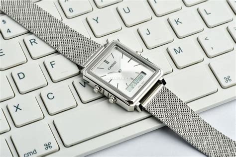 Casio General Mtp B205m 7edf Men Silver Digital Analog Dial Silver Mesh Band