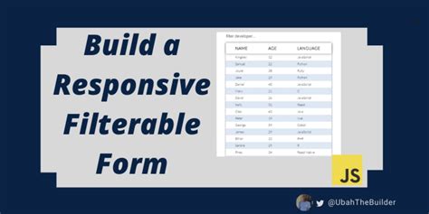 How To Build A Responsive Form With Filter Functionality Using Html Css And Javascript Dev