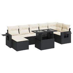 Vidaxl Garden Sofa Set Black Pe Rattan 8 Piece Set Modular Target