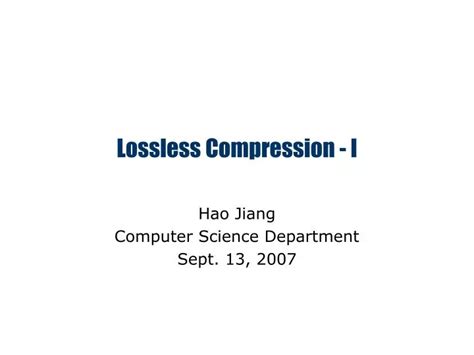 Ppt Lossless Compression I Powerpoint Presentation Free Download Id883804