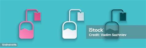 종이 컷 티백 아이콘은 파란색 배경에 분리되어 있습니다 종이 아트 스타일 벡터 3차원 형태에 대한 스톡 벡터 아트 및 기타 이미지 3차원 형태 가방 건강한 생활방식