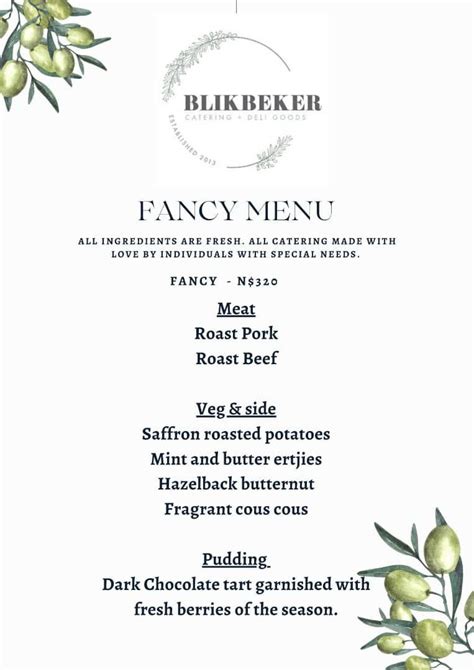 Fancy Menu Blikbeker Catering Fancy Menu Blikbeker Catering