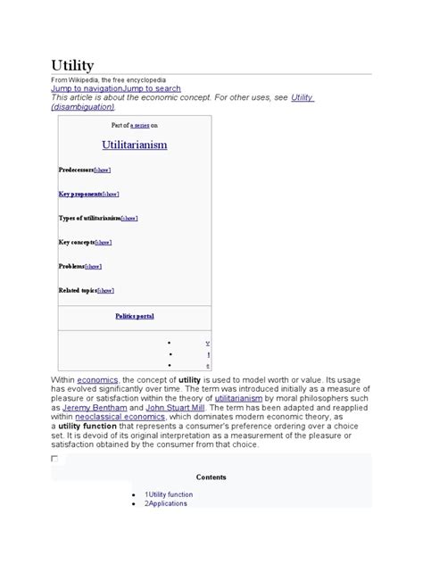 Utility Utilitarianism Pdf Utility Economic Theories