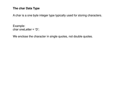 Ppt The Char Data Type In C Programming Powerpoint Presentation Free