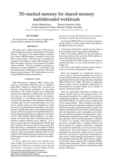 Pdf 3d Stacked Memory For Shared Memory Multithreaded Workloads