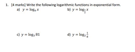 Solved Marks Write The Following Logarithmic Chegg