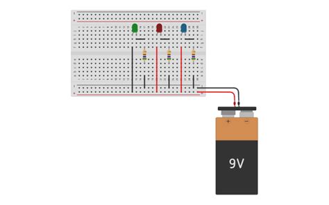 circuit design multiple led and resistor in a parallel circuit tinkercad