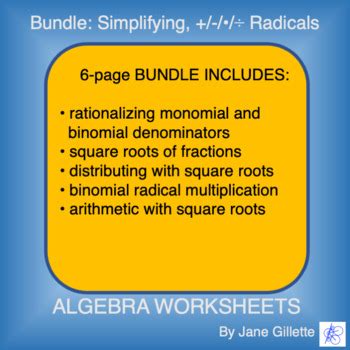 Bundle Simplifying Adding Subtracting Multiplying And Dividing Radicals