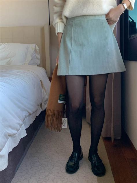 당일발송민트s M 브라운s 슬로우비 텐저린 코듀로이 스커트