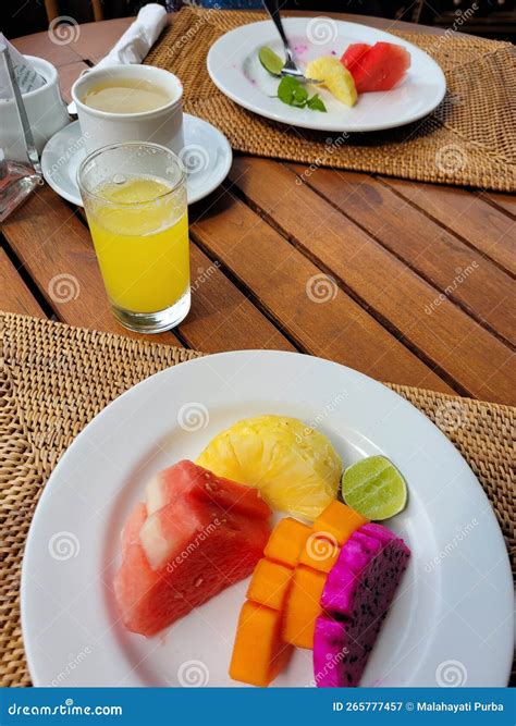 Healthy Fruit Breakfast Stock Image Image Of Meal Baking 265777457