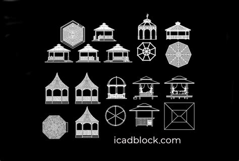 Gazebo Cad Block Collection In Dwg Icadblock
