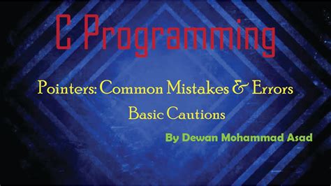 Pointers Common Mistakes And Errors Cse 110 C Programming Youtube