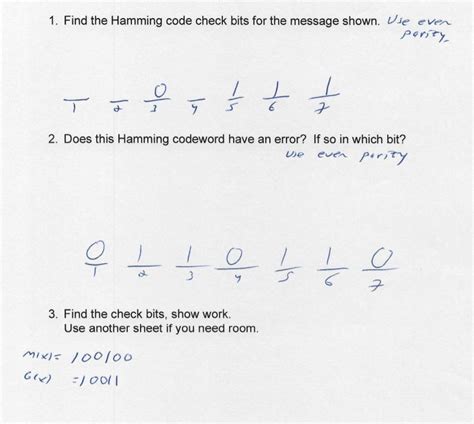 Solved 1 Find The Hamming Code Check Bits For The Message