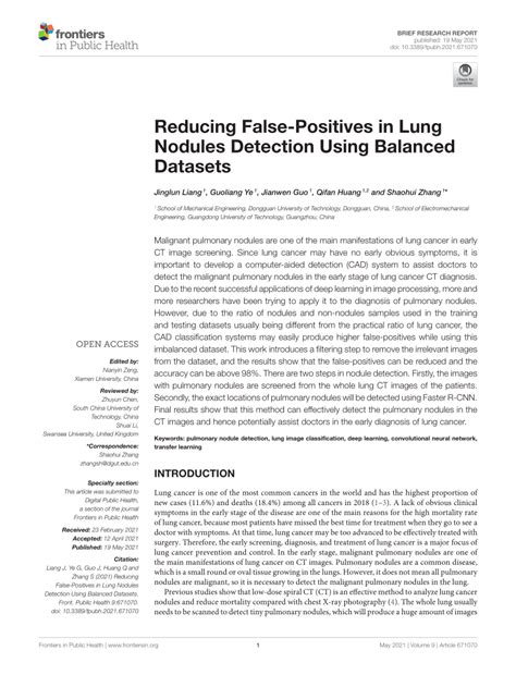 Pdf Reducing False Positives In Lung Nodules Detection Using Balanced Datasets