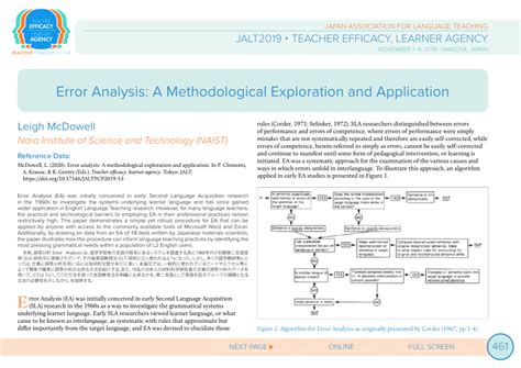 Pdf Error Analysis A Methodological Exploration And Application