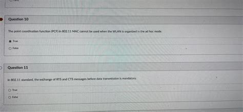 Solved Question 10 The Point Coordination Function Pcf In