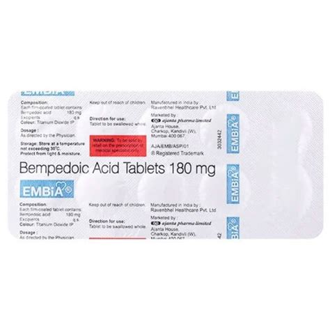 Bempedoic Acid 180mg Tablets At Best Price In Nagpur Sd Pharma Solution