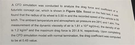 Solved A CFD Simulation Was Conducted To Analyze The Drag Chegg Com