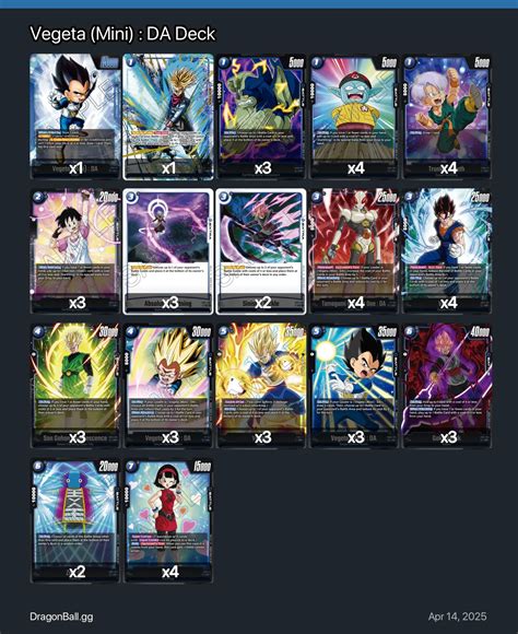 Vegeta Mini Da Deck Dragon Ball Super Card Game Fusion World Deck