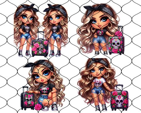 Chibi Travel Blonde Chicana 30 Png Chicana Png Travel Girl Clipart Girls Trip Clipart Chibi