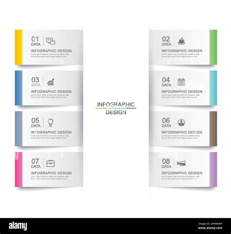 8 Data Infographics Tab Paper Index Template Vector Illustration