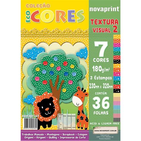 Bloco Ecocores Textura Visual 2 180g 230x320mm 36 Folhas Com 7 Estampas