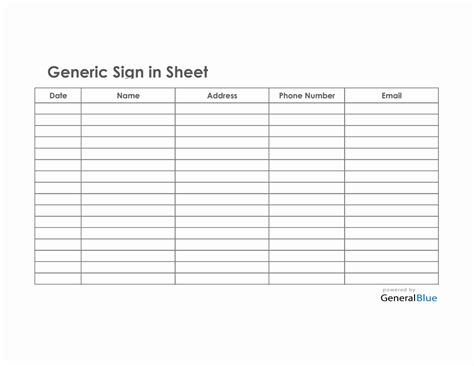 Free Excel Sign In Sheet Templates